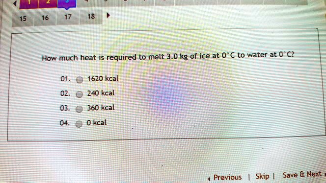 SOLVED: 17 How much heat is required to melt 3.0 kg of ice at 0 C to ...