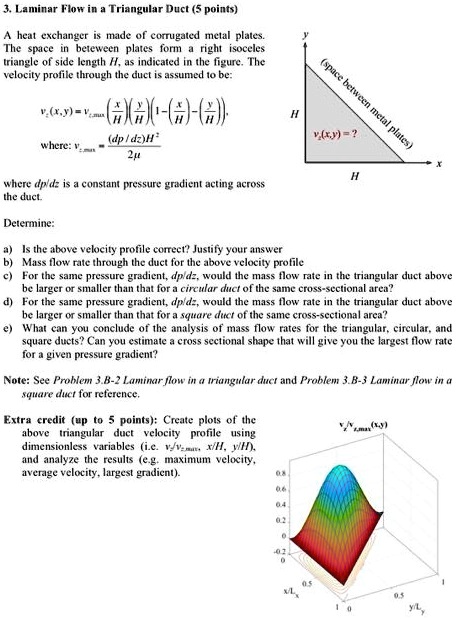 SOLVED: Laminar Flow in a Triangular Duct (5 points) A heat exchanger ...