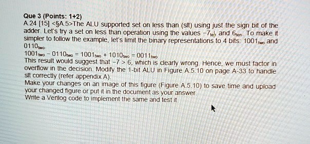 Que 3 (Points: 1+2) A.24 [15] The ALU supported set on less than (slt ...