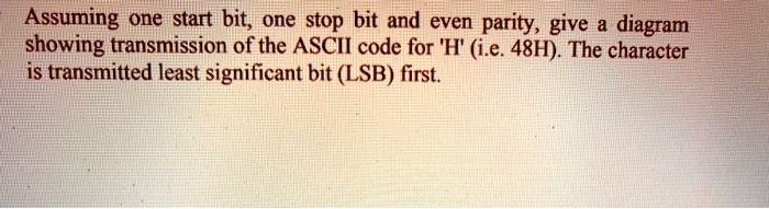 Assuming one start bit, one stop bit and even parity, give a diagram showing transmission of the ...