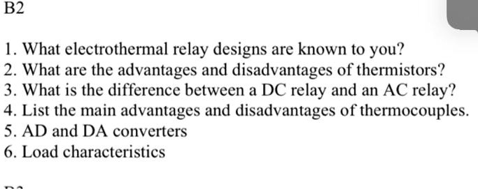 b2 what electrothermal relay designs are known to you 2 what are the ...