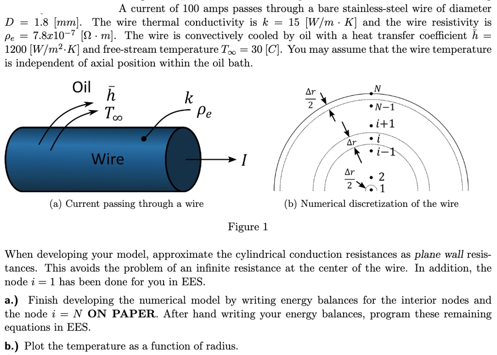 SOLVED: A current of 100 amps passes through a bare stainless-steel ...