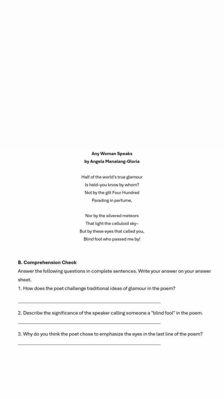 Any Woman Speaks by Angela Manalang-Gloria Half of the world's true ...