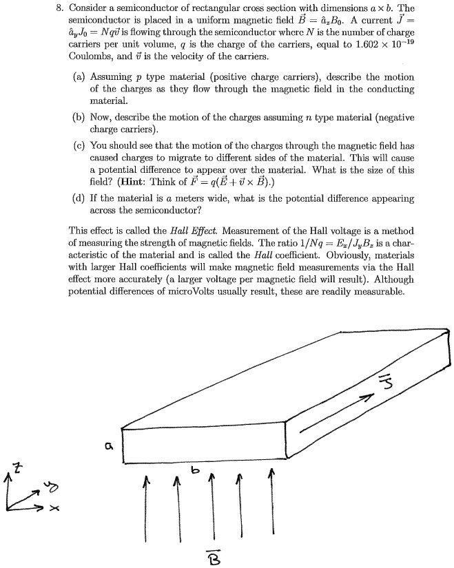 Consider a semiconductor of rectangular cross section with dimensions b ...