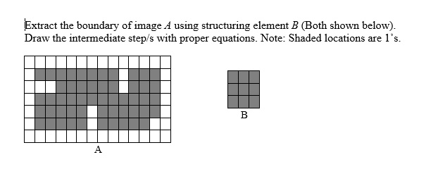 Solved Extract The Boundary Of Image A Using Structuring Element B Both Shown Below Draw The