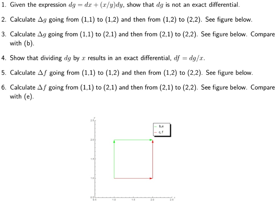 SOLVED:Given the expression dg = dx + (x/y)dy, show that dg is not an ...