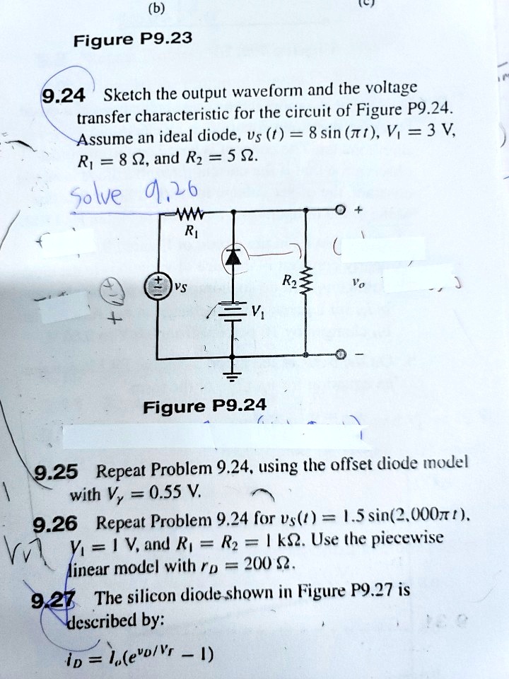 SOLVED: Figure P9.23 9.24 Sketch the output waveform and the voltage transfer characteristic for ...