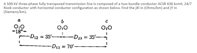 SOLVED: A 500 kV three-phase fully transposed transmission line is ...