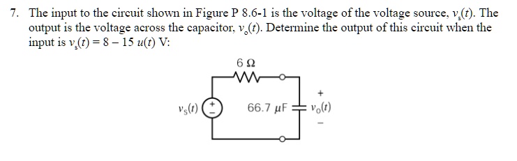 The Input To The Circuit Shown In Figure P 86 1 Is The Voltage Of The Voltage Source Vt The