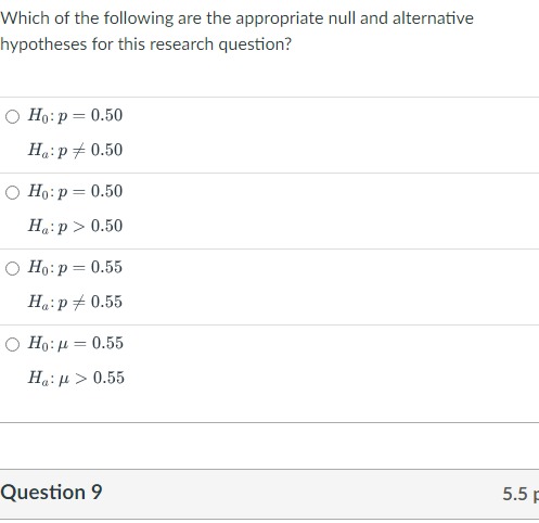 Which of the following are the appropriate null and alternative hypotheses for this research ...