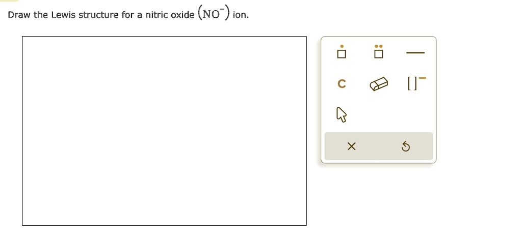 Draw the Lewis structure for a nitric oxide (NO^-) ion.