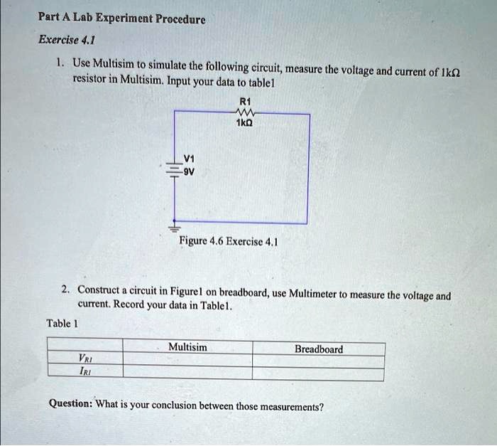 Solved Part A Lab Experiment Procedure Exercise 41 Using Multisim To Simulate The Following 