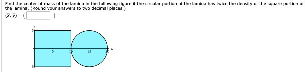 find the center of mass of the lamina in the following figure if the ...