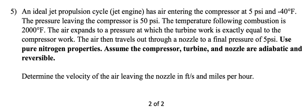 5 an ideal jet propulsion cycle jet engine has air entering the ...