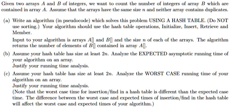 Solved Given Two Arrays A And B Of Integers We Want To Count The Number Of Integers In Array B