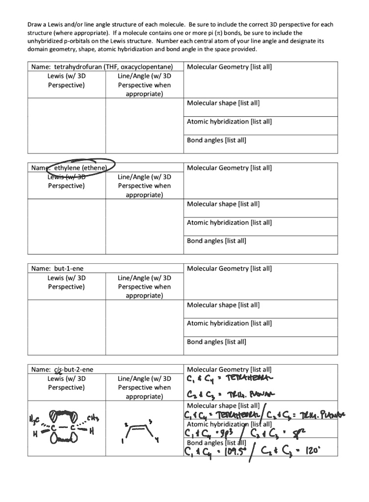 SOLVED:Draw Lewis and/or line angle structure of each molecule_ Be sure ...