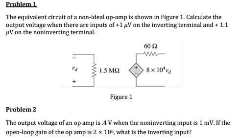 SOLVED: Problem 1 The equivalent circuit of a non-ideal op-amp is shown in Figure 1. Calculate ...