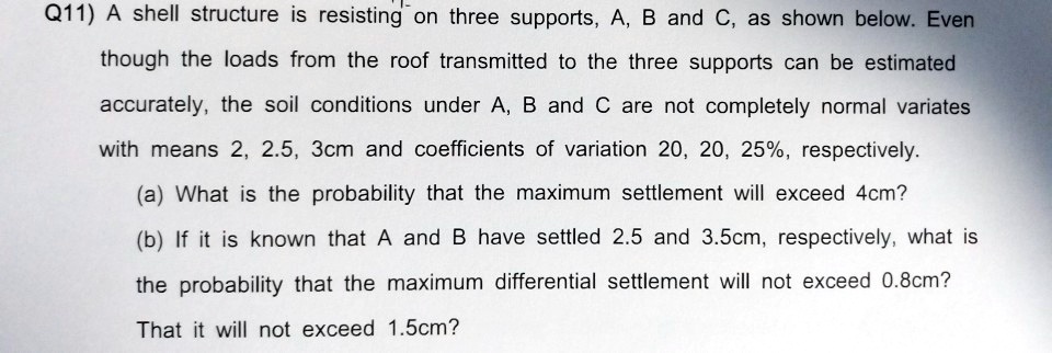 Shell structure is resisting on three supports, B and C, as shown below. Even though the loads ...