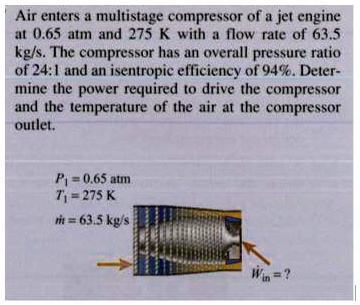 [GET ANSWER] Air enters a multistage compressor of a jet engine at 0.65 atm and 275 K with a ...