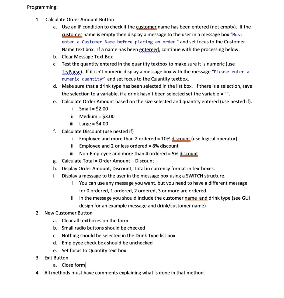 Solved Need Help With The Logic Its Written In C Programming Calculate Order Amount Button