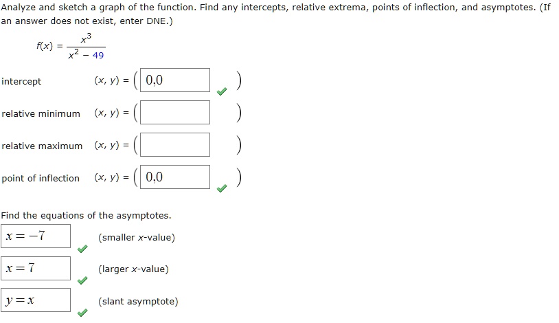 SOLVED: Analyze and sketch graph of the function Find any intercepts ...