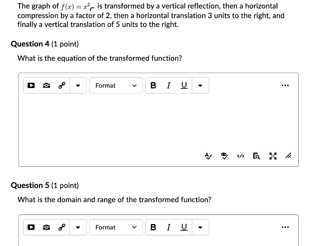 SOLVED: The graph of f (z) = is transformed by a vertical reflection ...