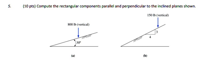 SOLVED: Compute the rectangular components parallel and perpendicular to the inclined planes ...