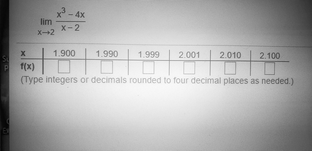 SOLVED: 'Evaluate the indicated limit by evaluating the function for values shown in the table ...