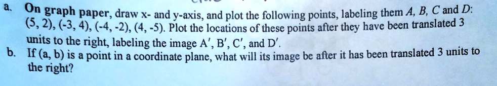 on graph paper draw and y axis and plot the following points labeling them a b c and d x 5234 4 ...