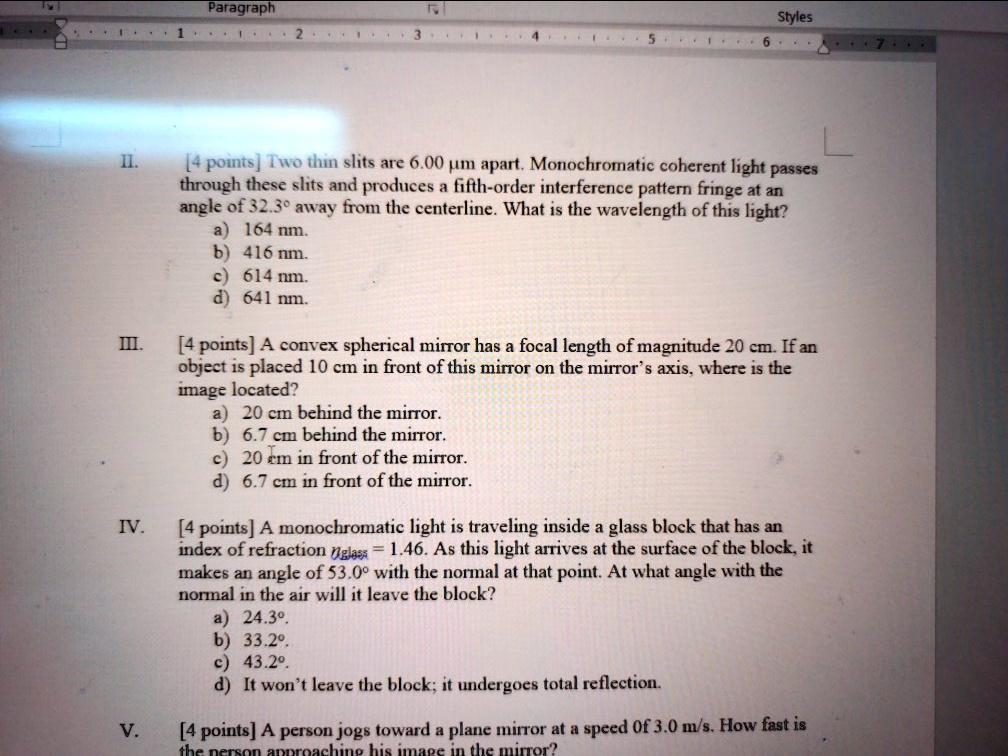 SOLVED: Styles [4 points] Two thin slits are 6.00 Î¼m apart ...