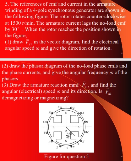 SOLVED: 5. The references of emf and current in the armature winding of a 4-pole synchronous ...