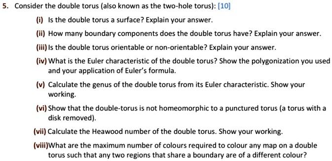 SOLVED:Consider the double torus (also known as the two-hole torus ...