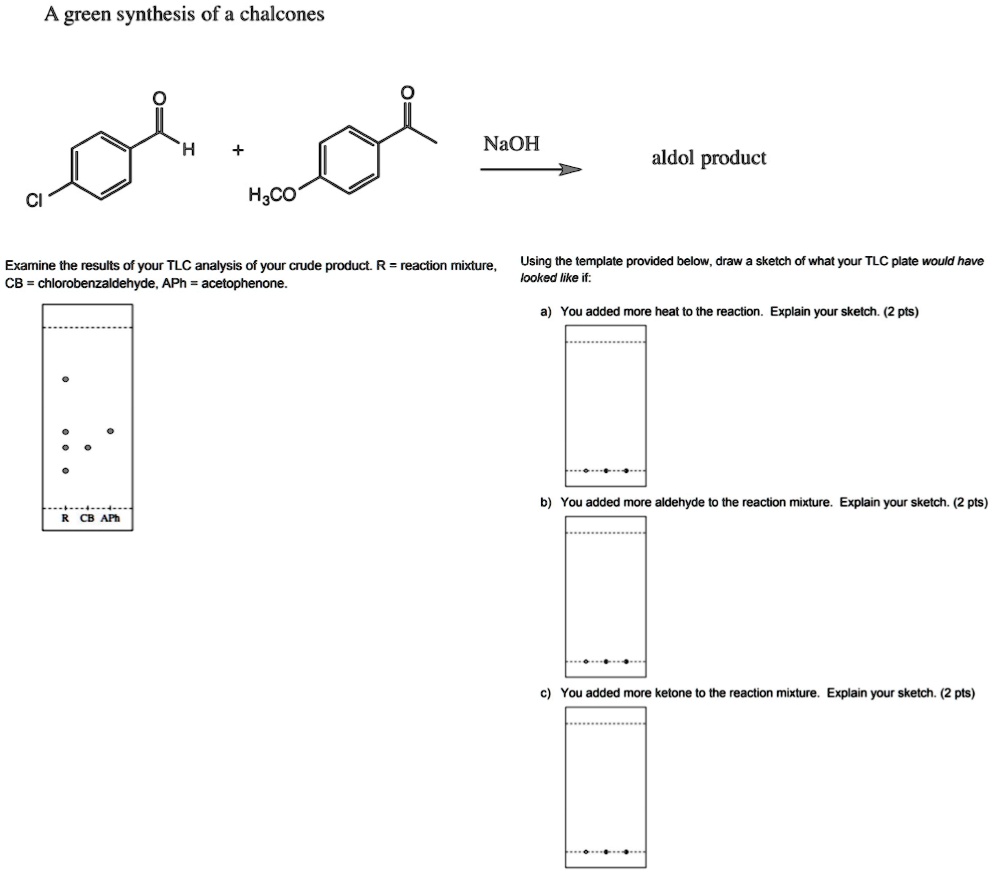 SOLVED: green synthesis of a chalcones NaOH aldol product HaCO Examine ...