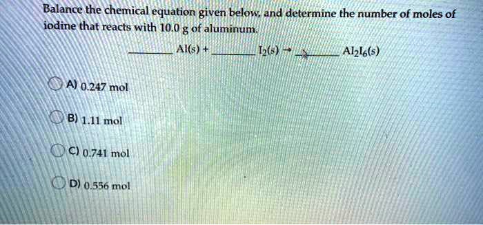 Balance the chemical equation given below and determine the number of ...