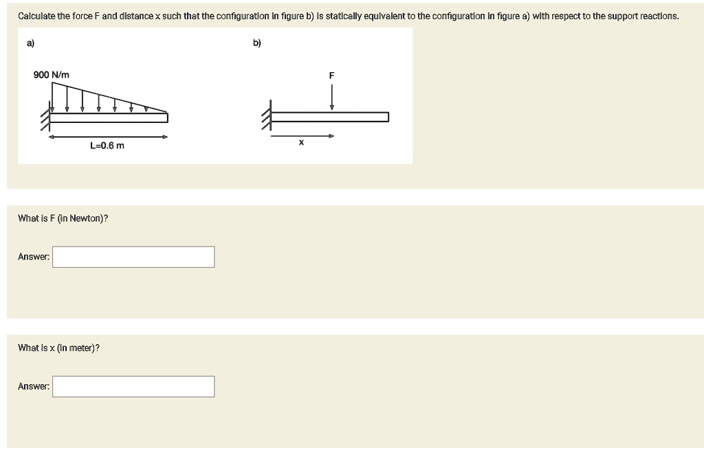 Calculate the force F and distance x such that the configuration in ...