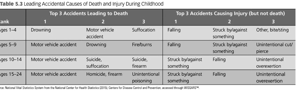 Table 5.3 Leading Accidental Causes of Death and Injury During ...