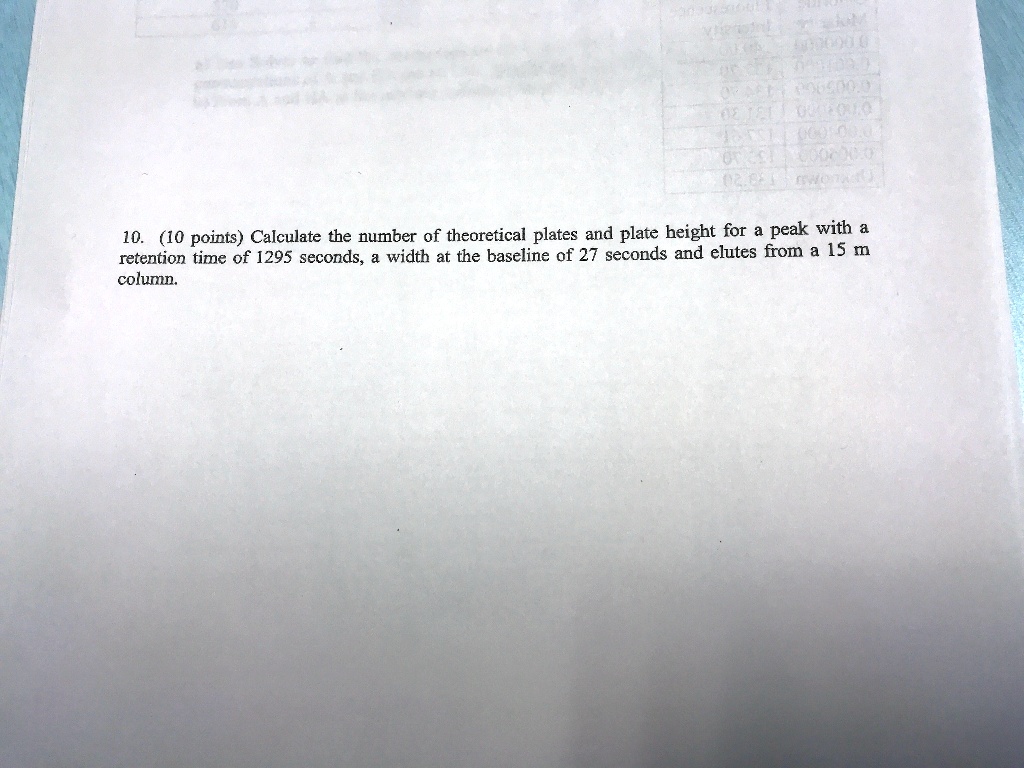SOLVED: 10. (10 points) Calculate the number of theoretical plates and ... SOLVED: 10. (10 points) Calculate the number of theoretical plates and ...
