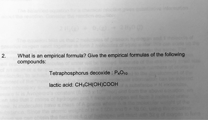SOLVED: What is an empirical formula? Give the empirical formulas of ...