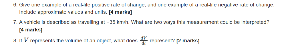 6. Give one example of a real-life positive rate of change, and one ...