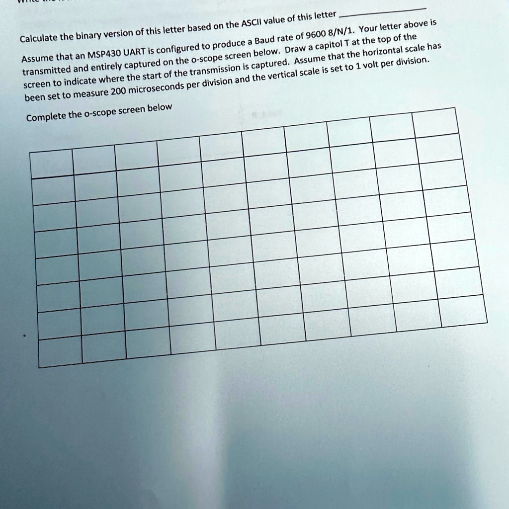 SOLVED: Calculate the binary version of this letter based on the ASCII ...