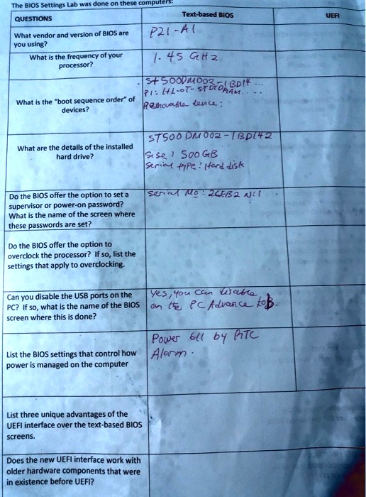 SOLVED: The BIOS Settings Lab was done on these Text-based BIOS P21-A ...
