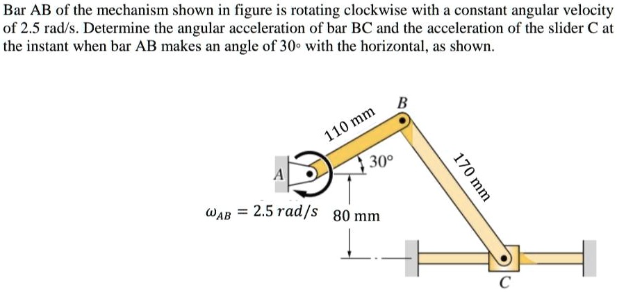 SOLVED: Bar AB of the mechanism shown in the figure is rotating clockwise with a constant ...