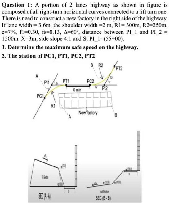 Question 1: A portion of 2 lanes highway as shown in figure is composed ...