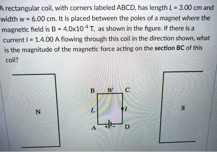 a rectangular coil with corners labeled abcd has length l 300 cm and ...