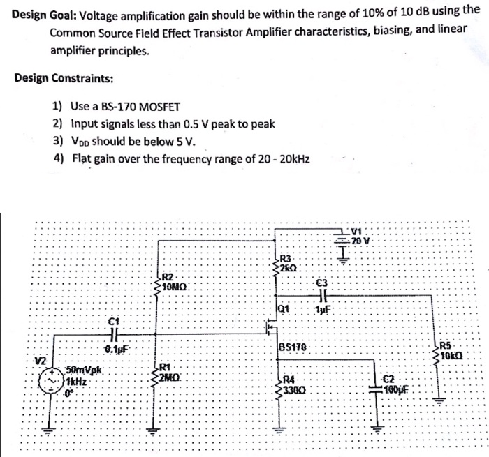 SOLVED: Common Source Field Effect Transistor Amplifier characteristics ...