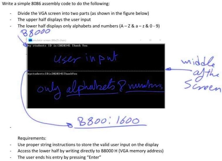 SOLVED: Write a simple 8086 assembly code to do the following: Divide ...