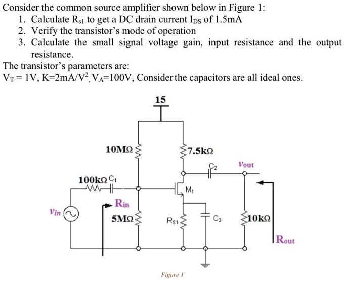 Consider the common source amplifier shown below in Figure 1: 1 ...