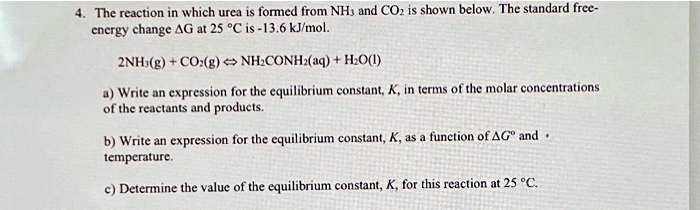 SOLVED: Texts: Help! 4. The reaction in which urea is formed from NH3 ...