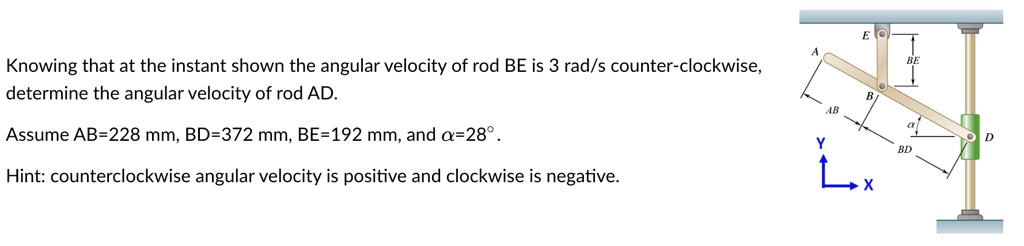 Knowing That At The Instant Shown The Angular Velocity Of Rod Be Is 3 Rad S Counter Clockwise