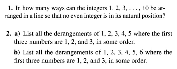 1. In how many ways can the integers 1, 2, 3, ..., 10 be arranged in a line so that no even ...
